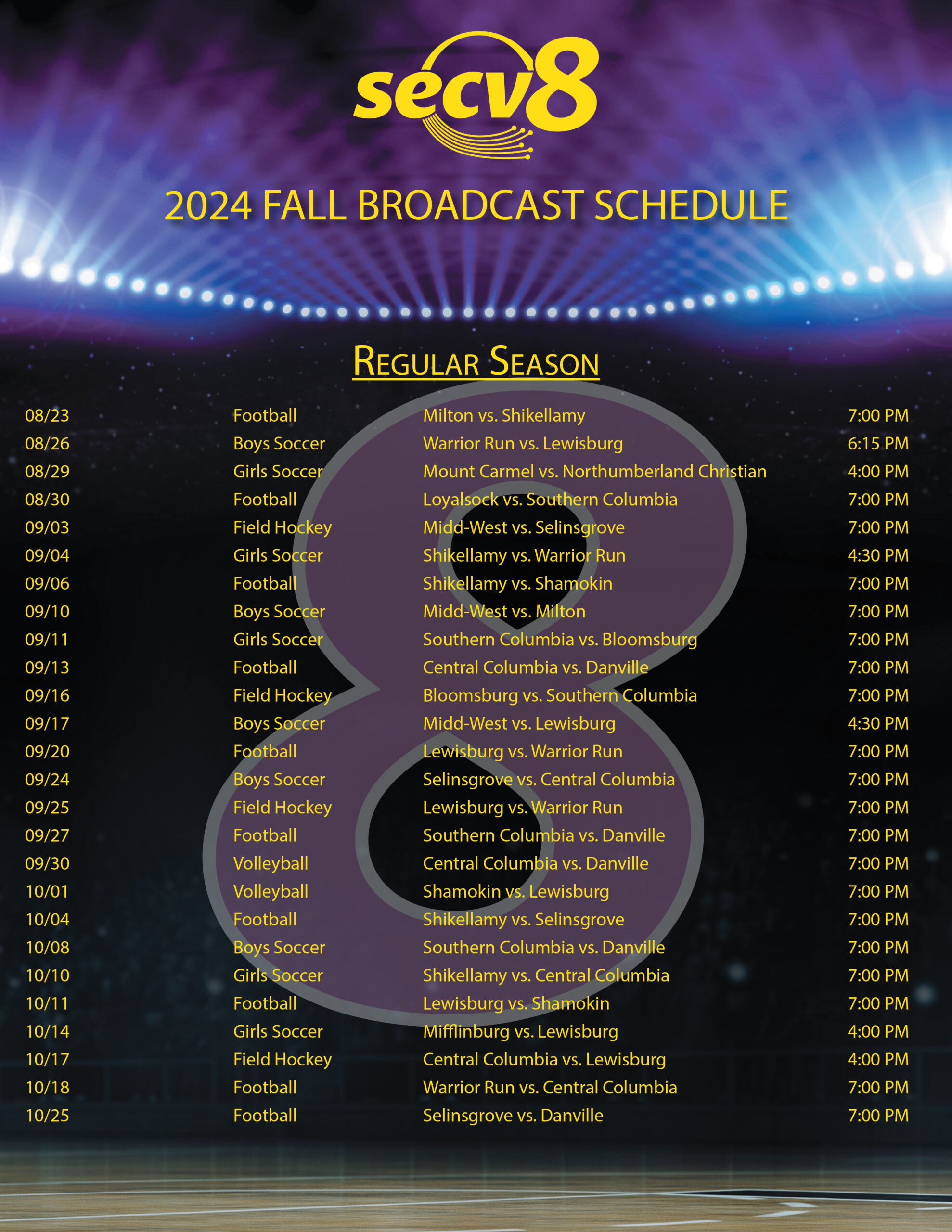 SECV8 2024 Fall Sports Broadcast Schedule - SECV8