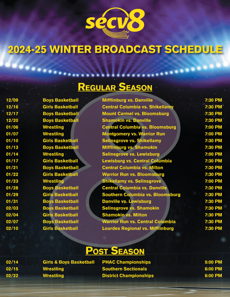 SECV8 2024-2025 Winter Sports Broadcast Schedule - SECV8
